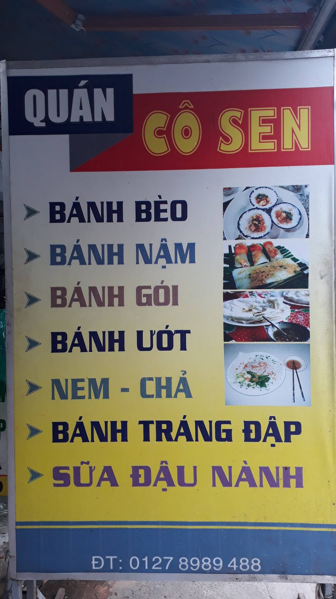 Menu at Bánh bèo cô Sen, Da Nang