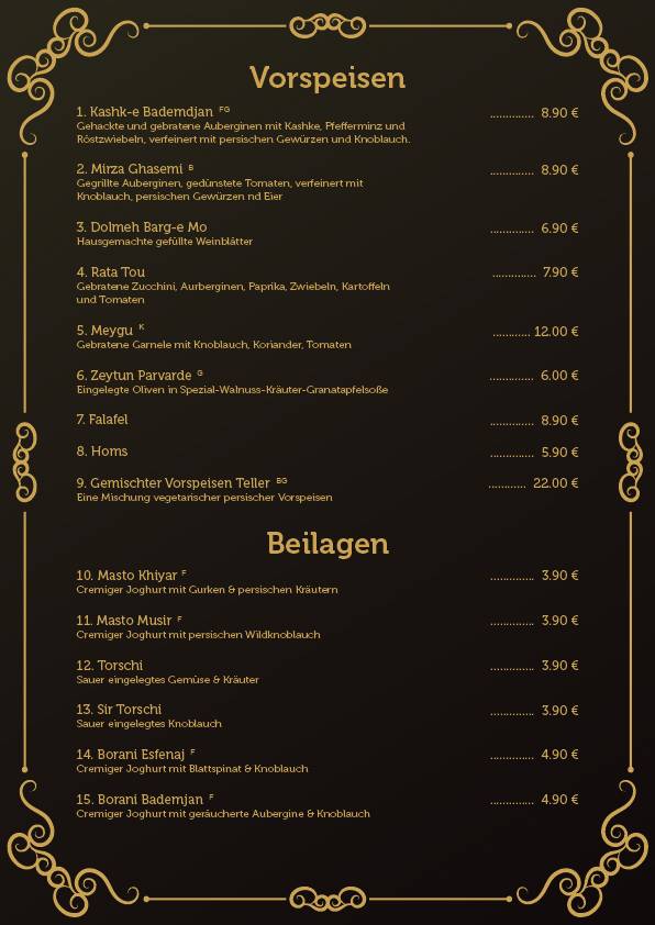 Speisekarte von Banu Persisches Restaurant, Hanau
