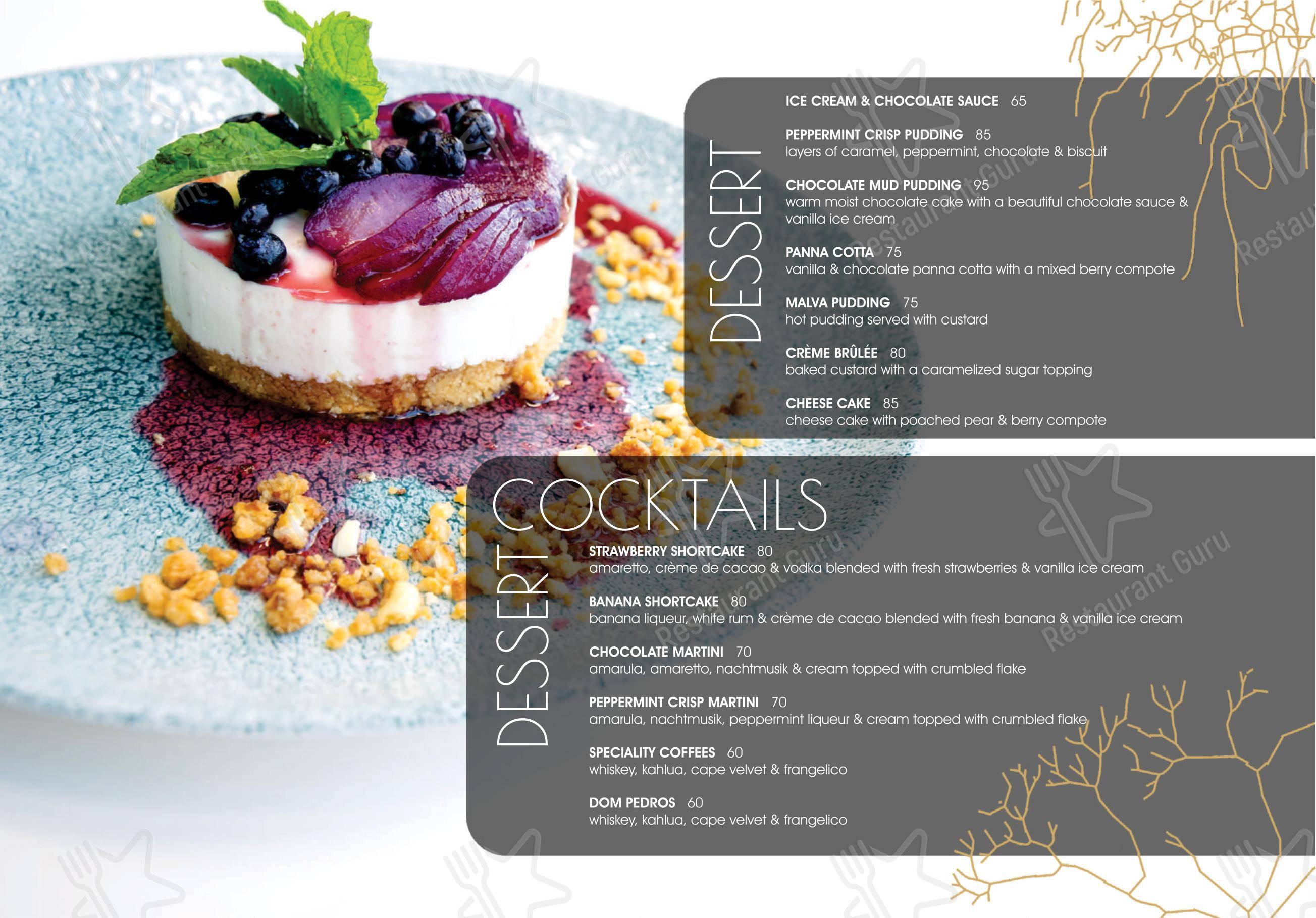 Menu at Baobab Cafe & Grill, Pretoria, Menlyn Shopping Centre