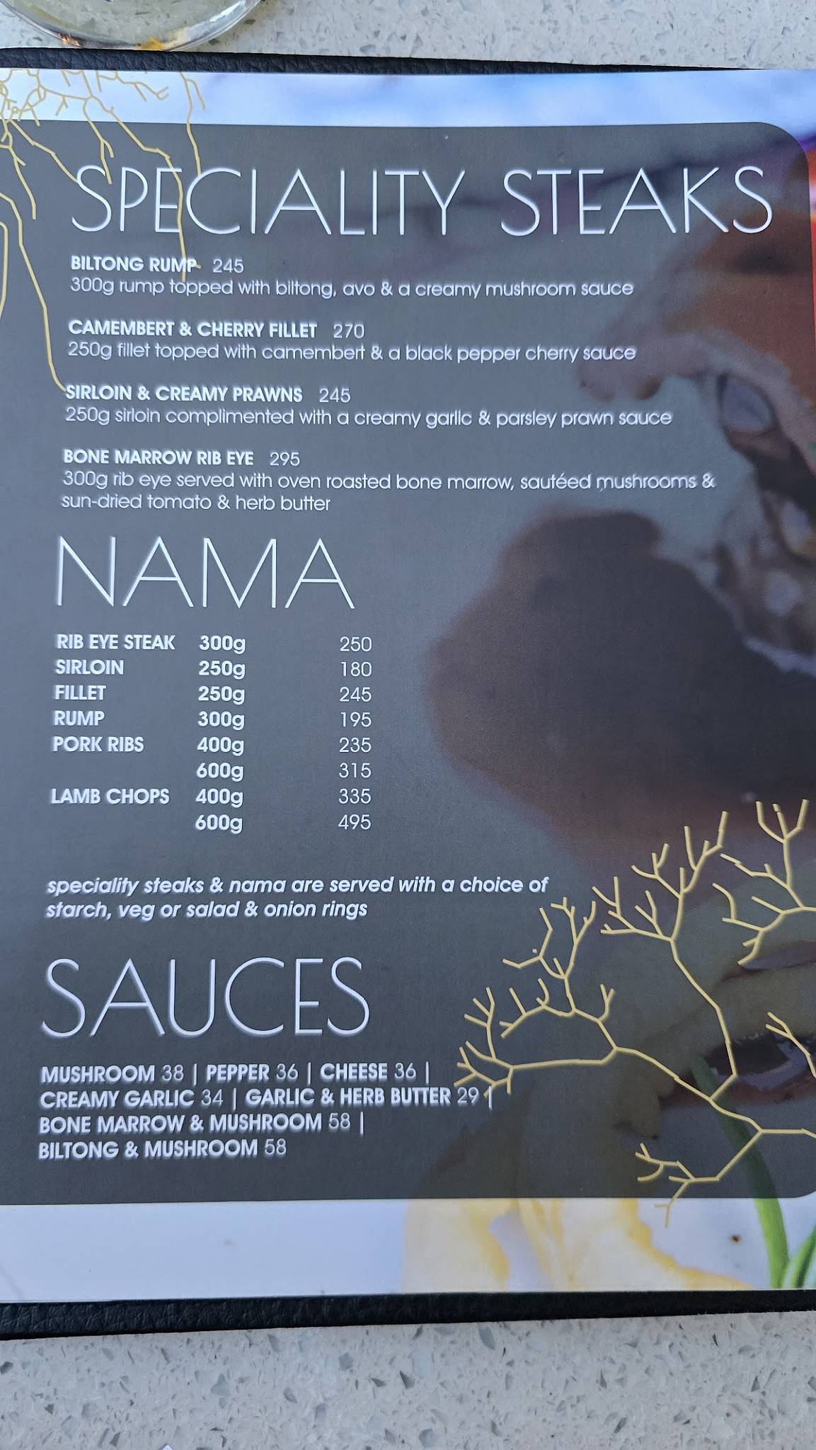 Menu at Baobab Cafe & Grill, Pretoria, Menlyn Shopping Centre