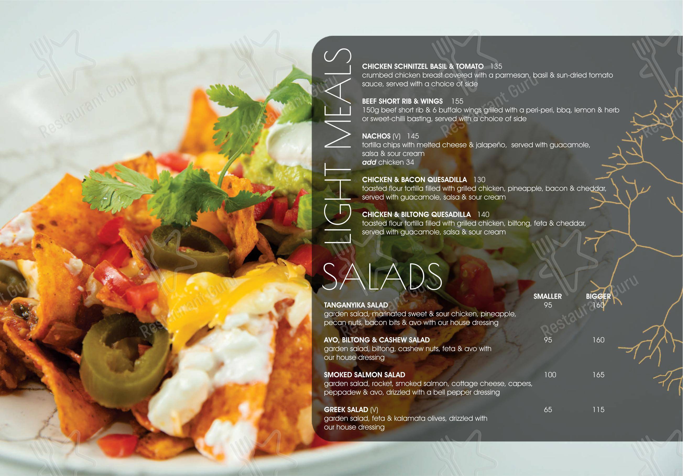 Menu at Baobab Cafe & Grill, Pretoria, Menlyn Shopping Centre