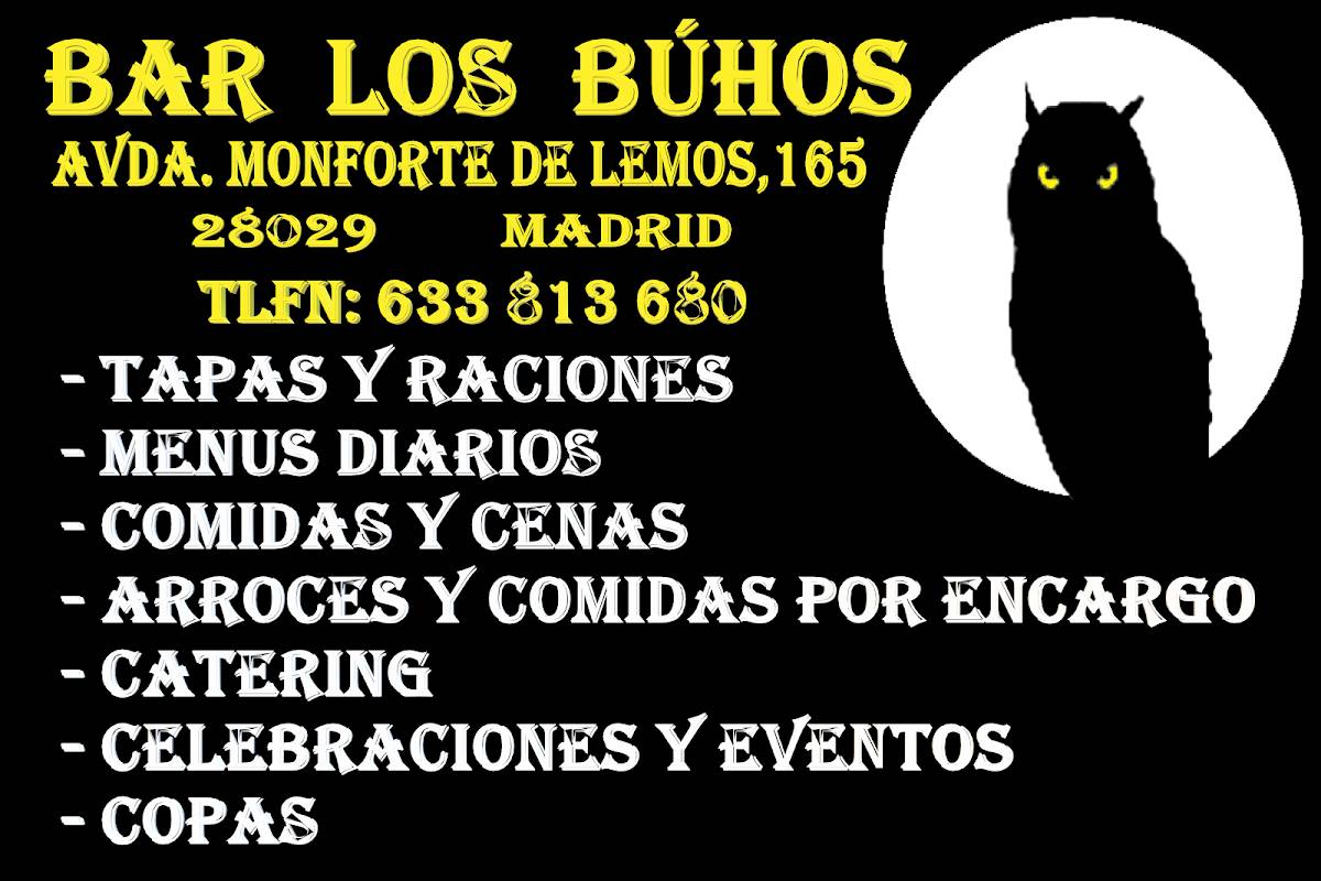 Carta de Bar Los Bùhos, Madrid