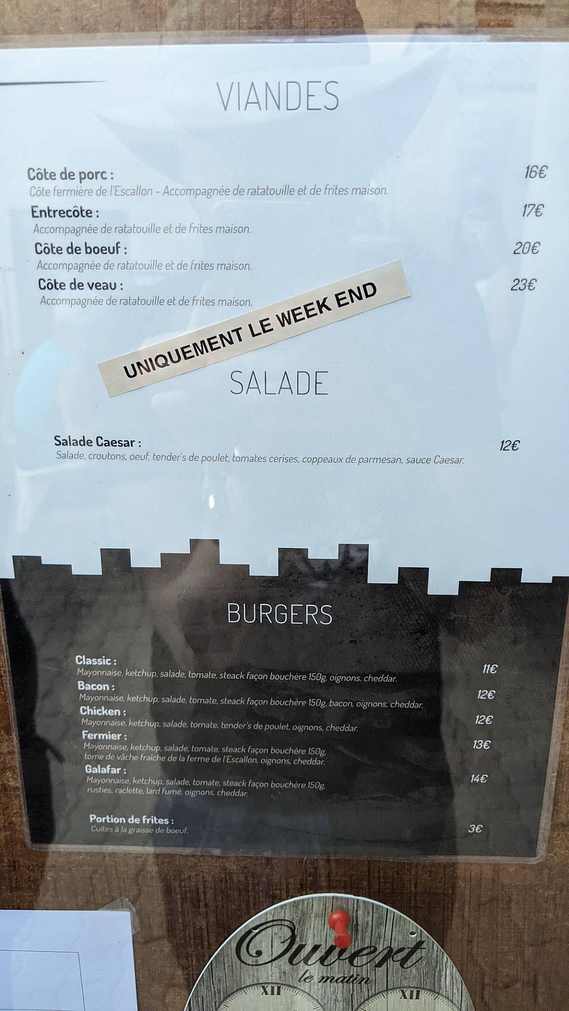 Menu au Bar Restaurant "L’ENTRE POTES", Caille