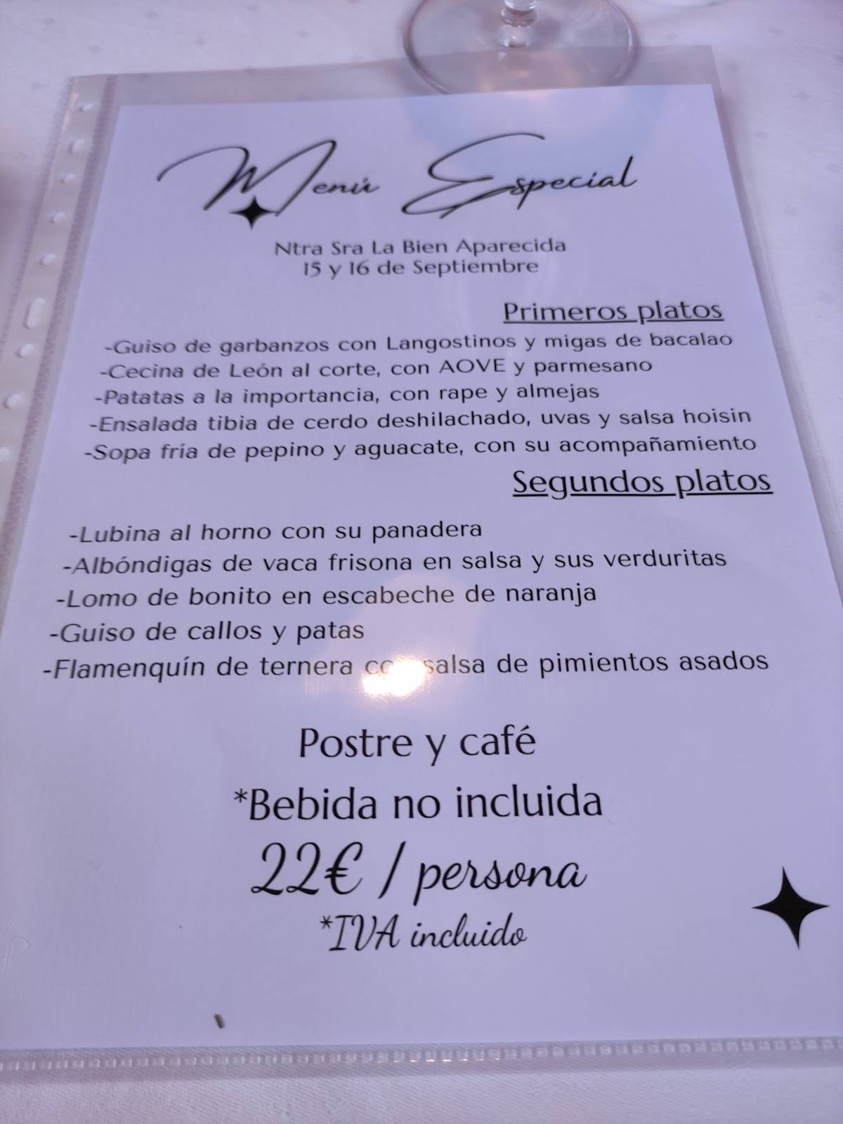 Carta de Restaurante César., Cicero