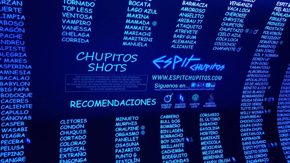 Menu at Espit Chupitos pub & bar, Barcelona, Pg. de Colom