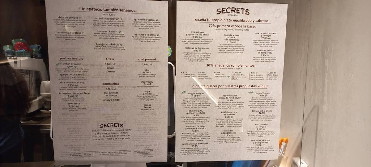 Carta del restaurante Secrets Illa Diagonal, Barcelona, Av. Diagonal