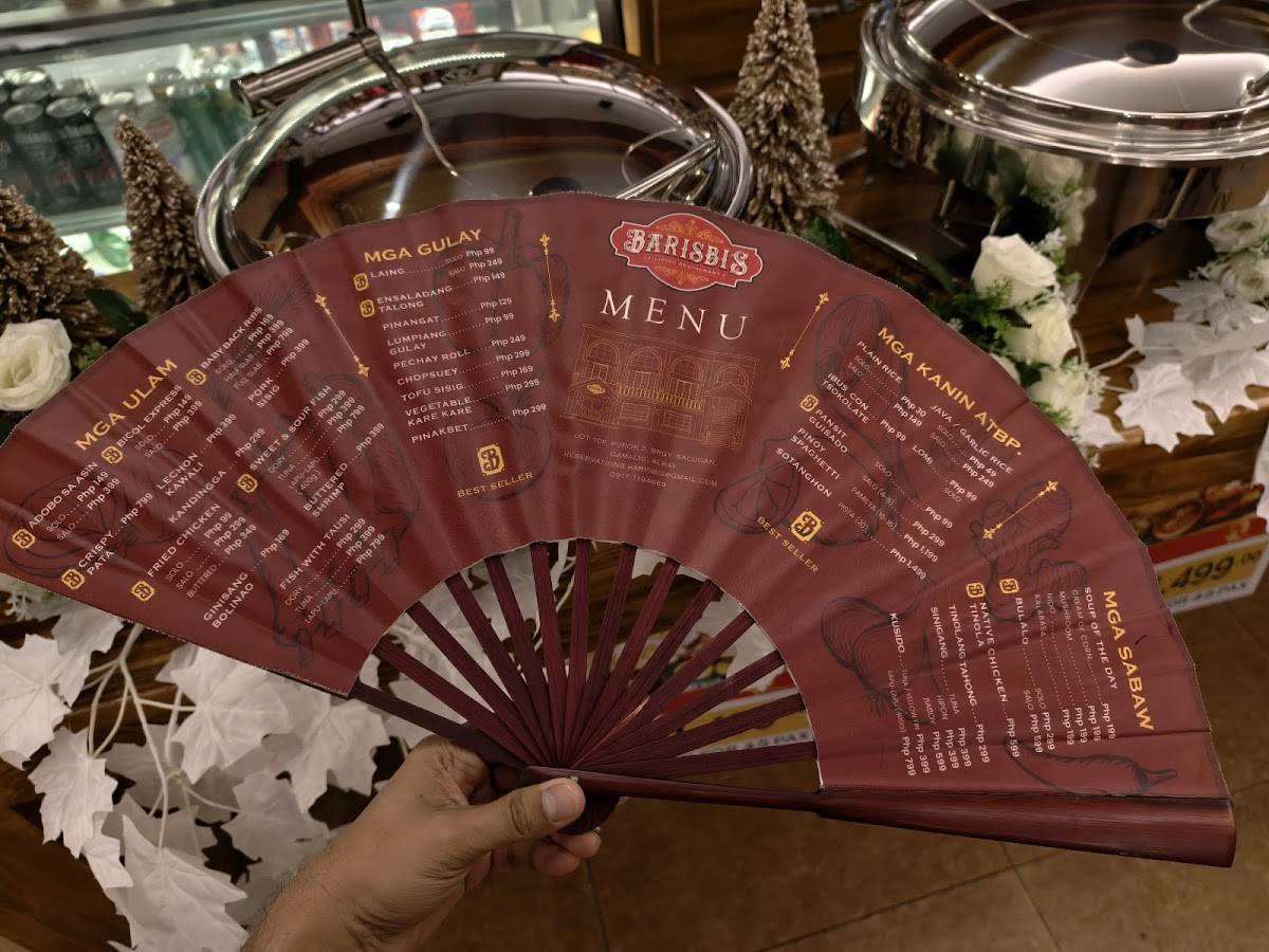 Menu at Barisbis Filipino Restaurant, Camalig