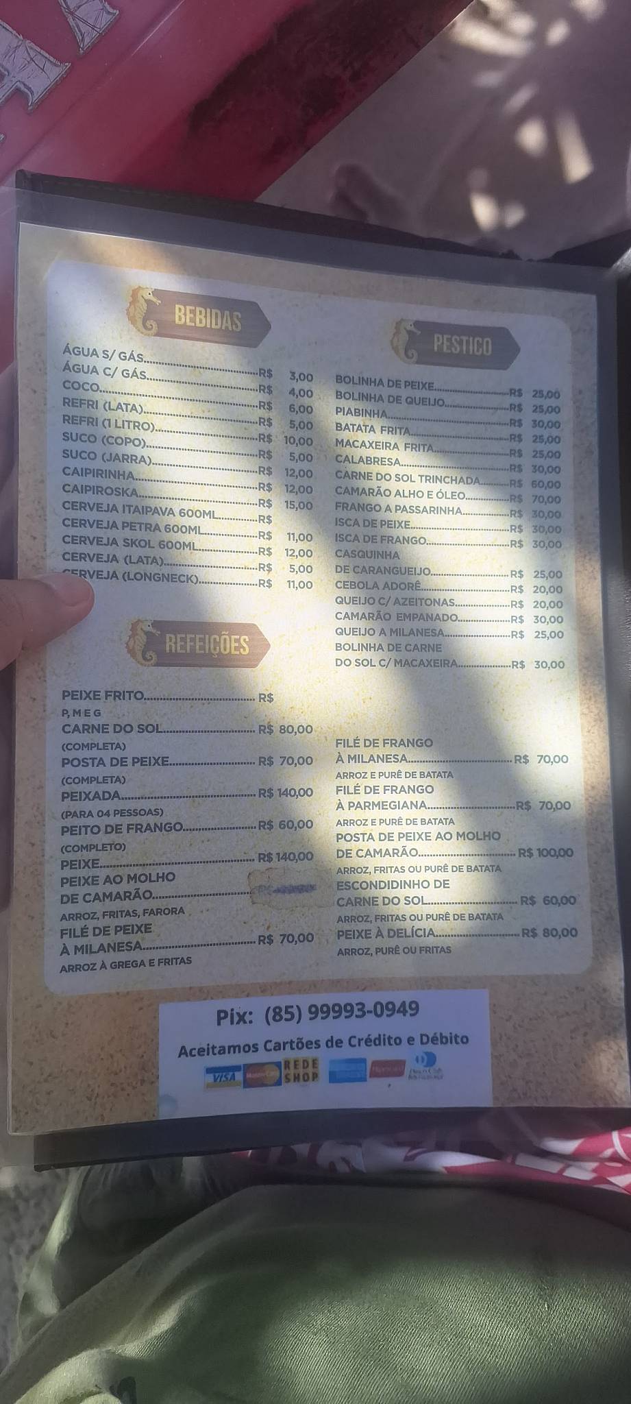 Menu em Barraca Estação Prainha, Aquiraz