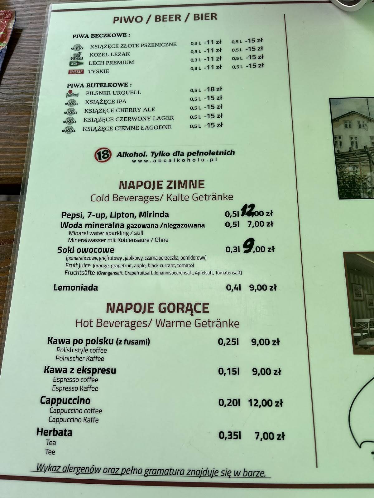 Menu at Bart, Mikolajki