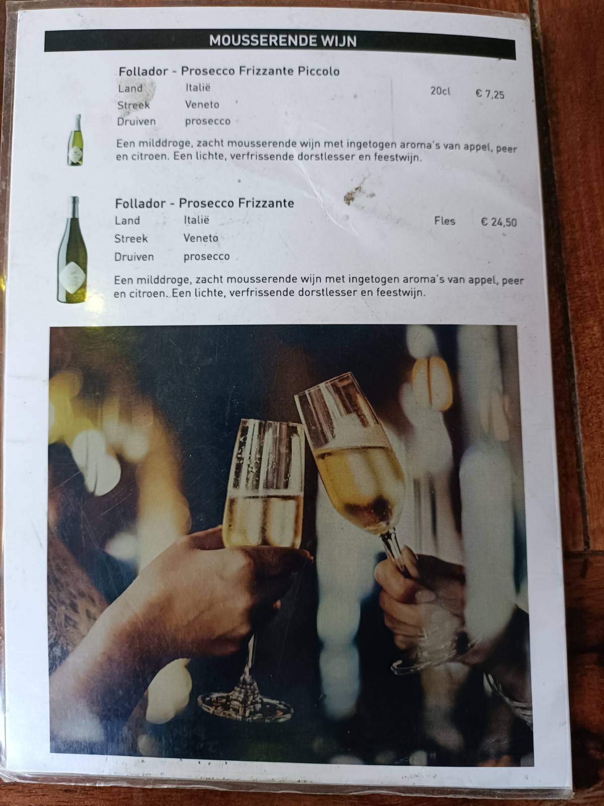 Menu at Baryo Pilipinas, The Hague