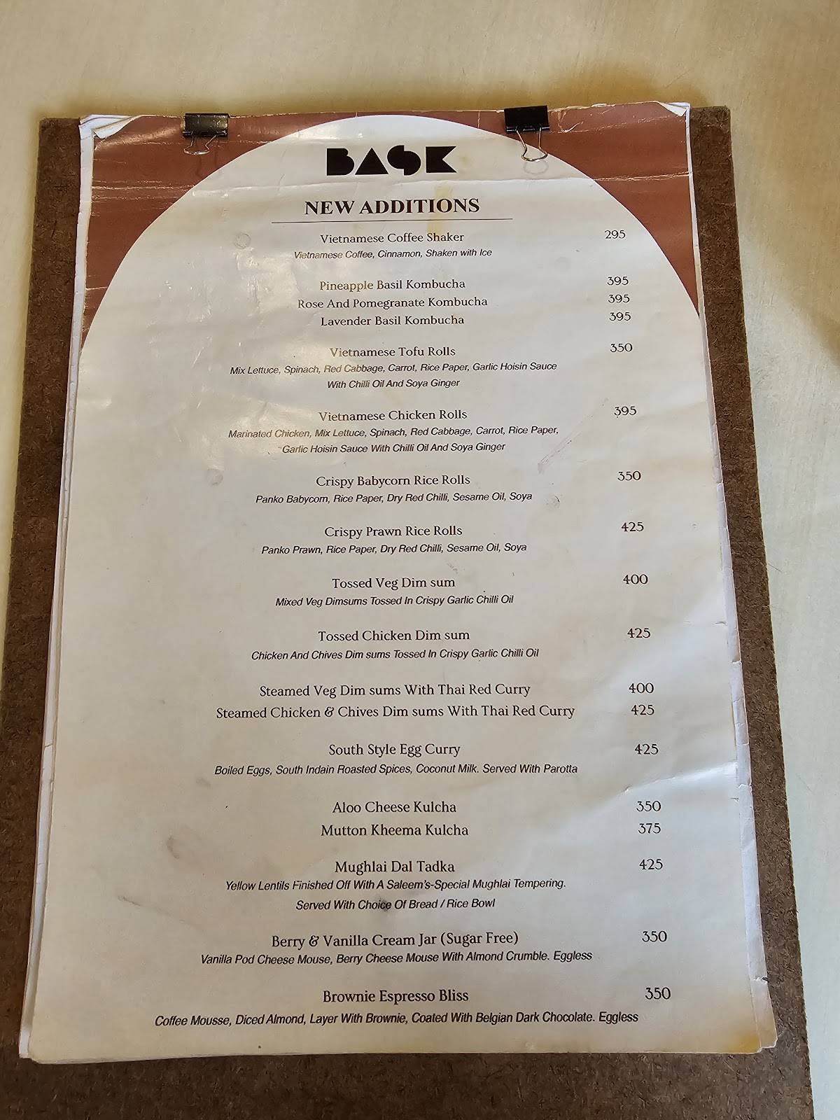 Menu at Bask by Coffee?, Chennai, 11/6