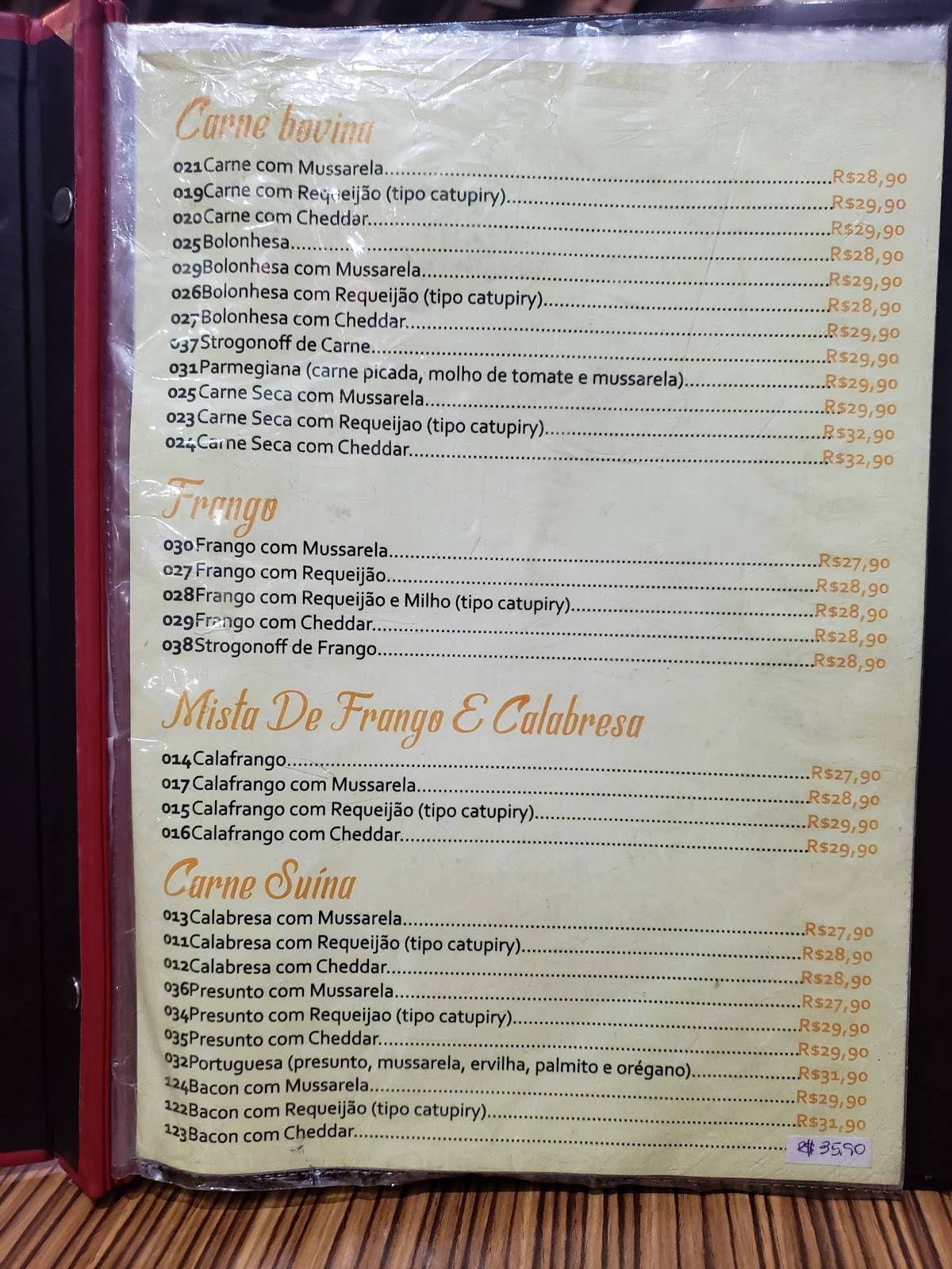 Menu at Batata San restaurant, Santos
