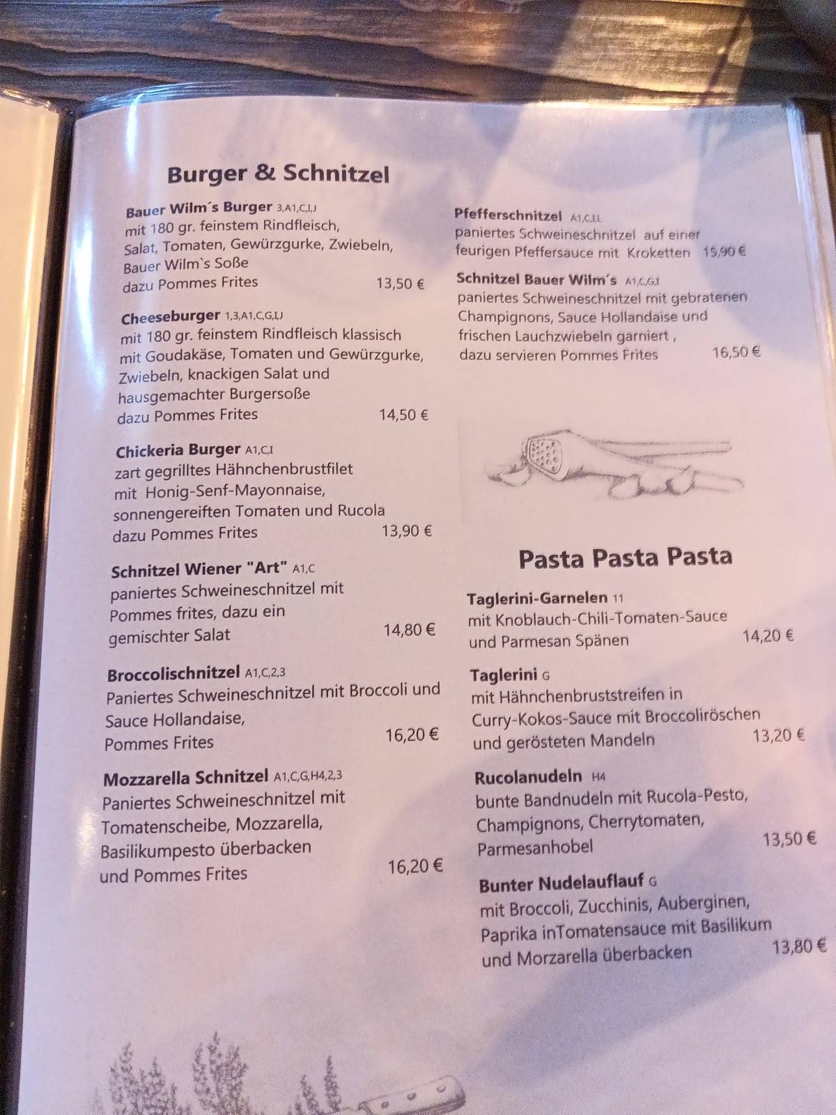 Speisekarte von Bauer Wilm's pub & Bar, Gladbeck, Ellinghorster Str. 133