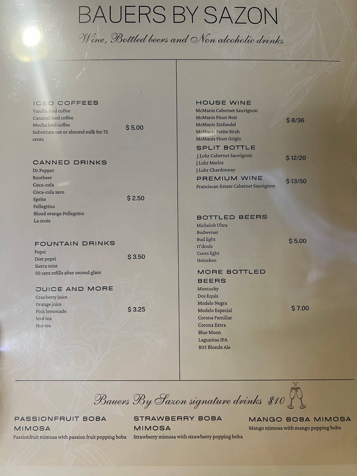 Menu at Bauer's by Sazon por Tradicion restaurant, Modesto