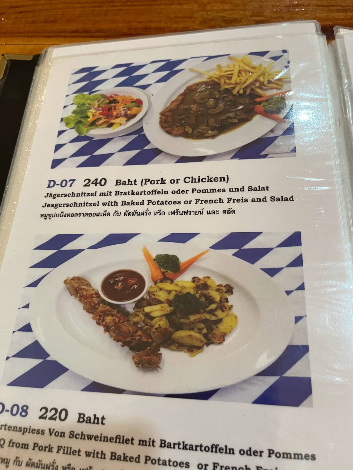 Menu at Bavaria Restaurant - Patong Grand Condotel, Pa Tong