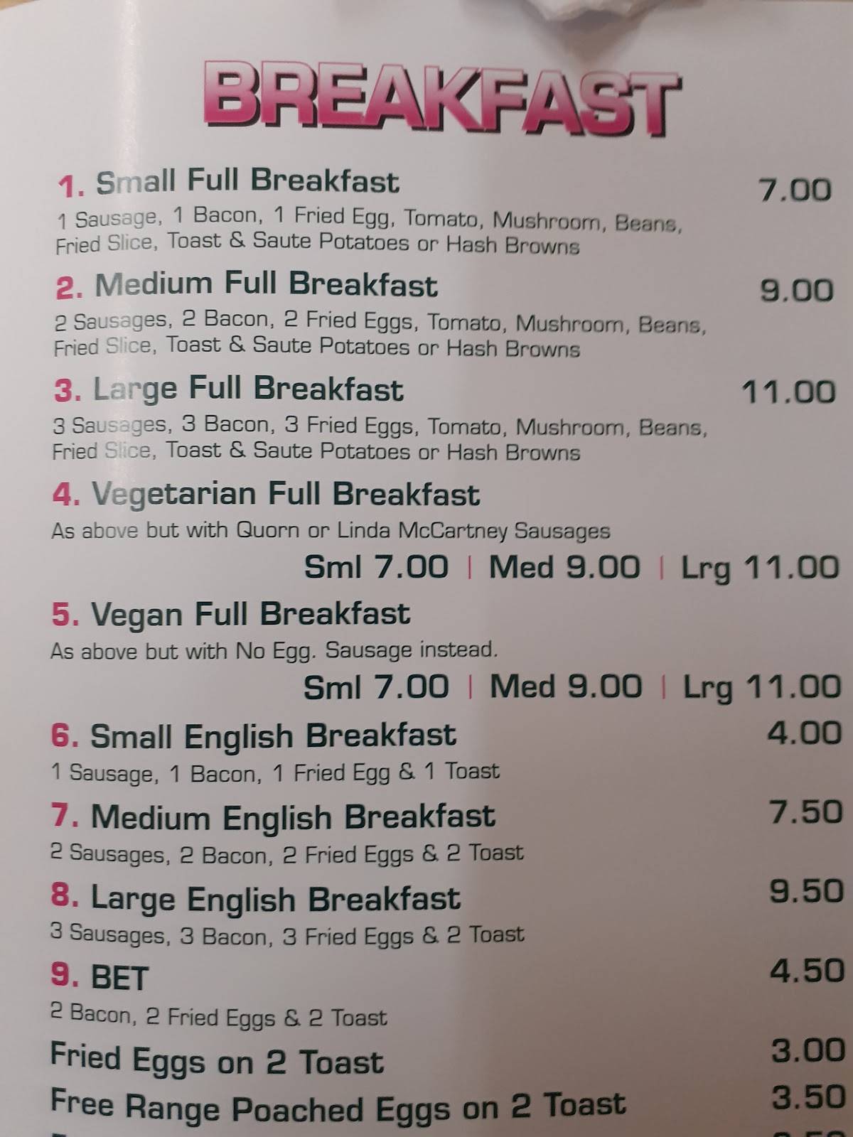 Menu at Posh Pigs Café Ltd. restaurant, Beccles