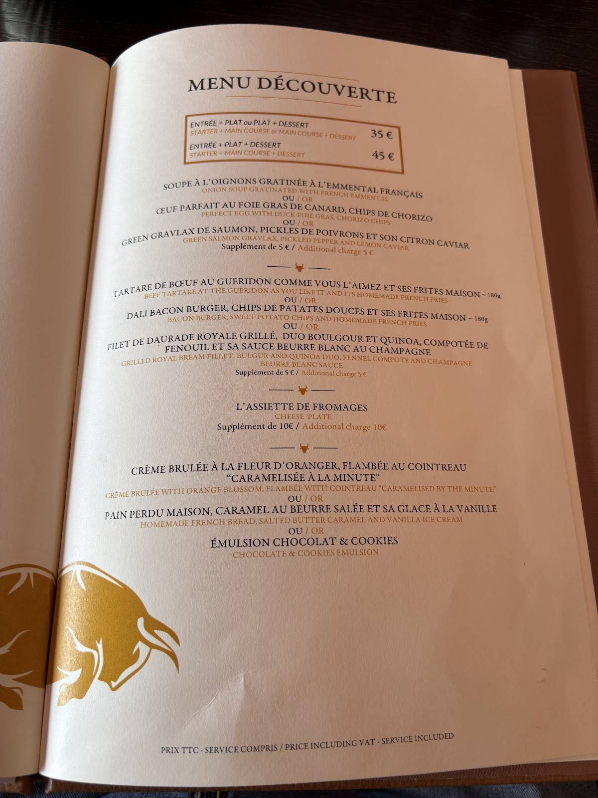 Menu au Beef Club & Steakhouse, Chanteloup-en-Brie