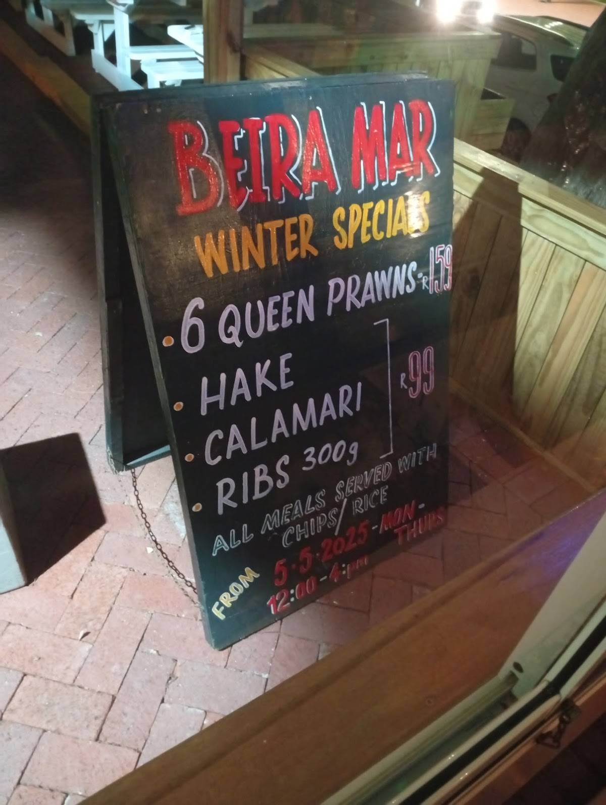 Menu at Beira Mar Portuguese Restaurant, Cape Town