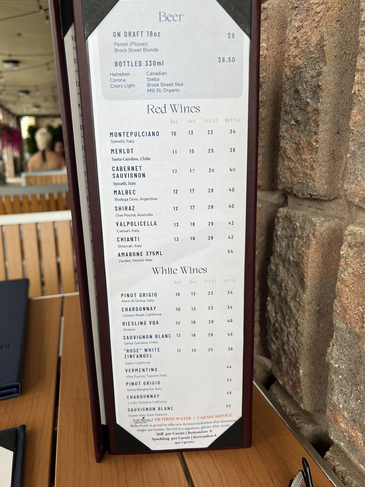 Menu at Bella Notte Ristorante restaurant, Whitby, Brock St N