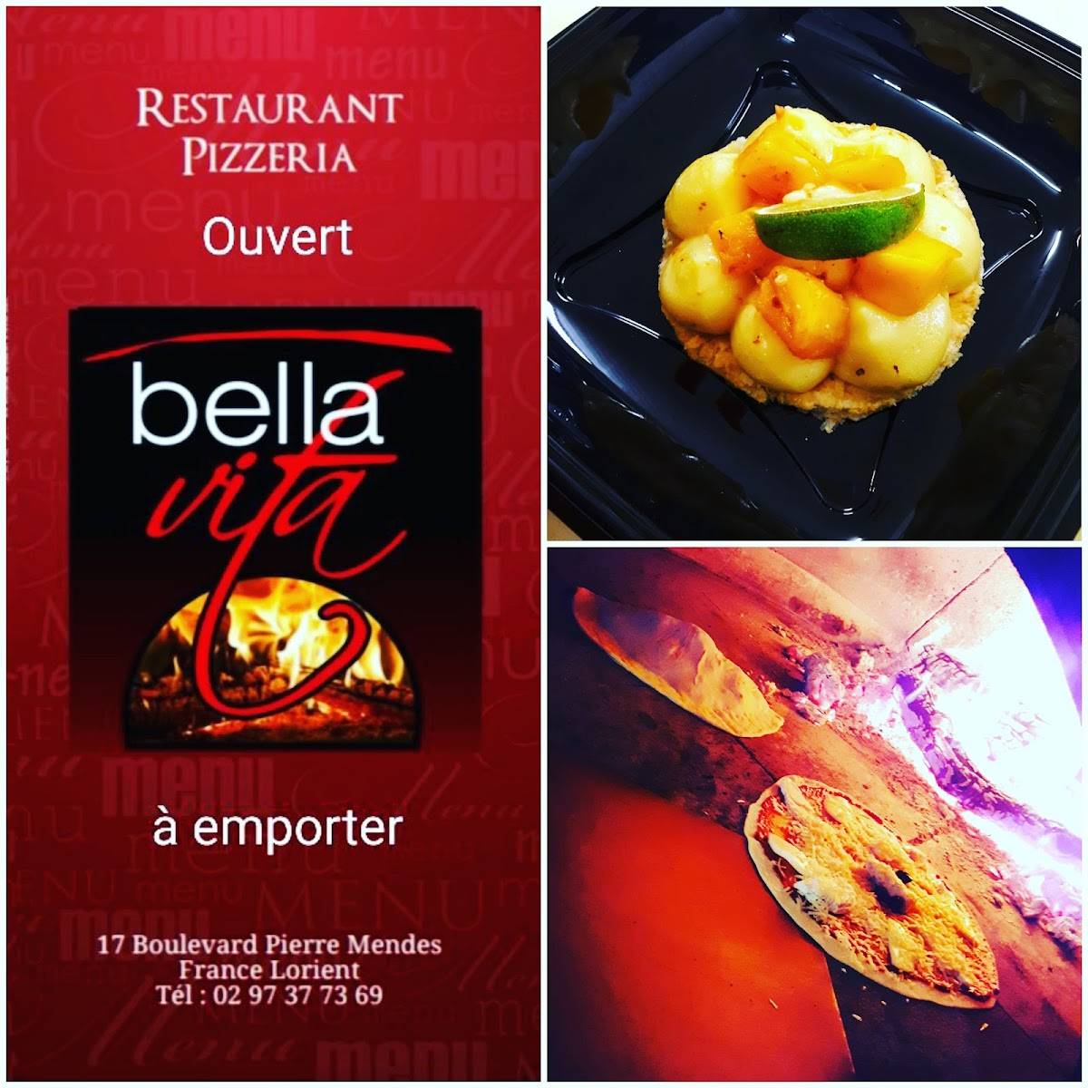 Menu au Bella Vita pizzeria, Lorient