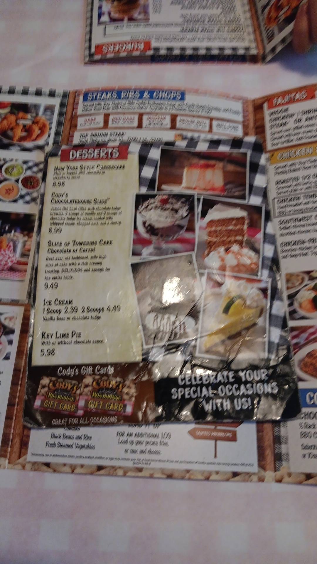 Menu at Cody's Original Roadhouse - Bellair Bluffs steakhouse, Belleair ...
