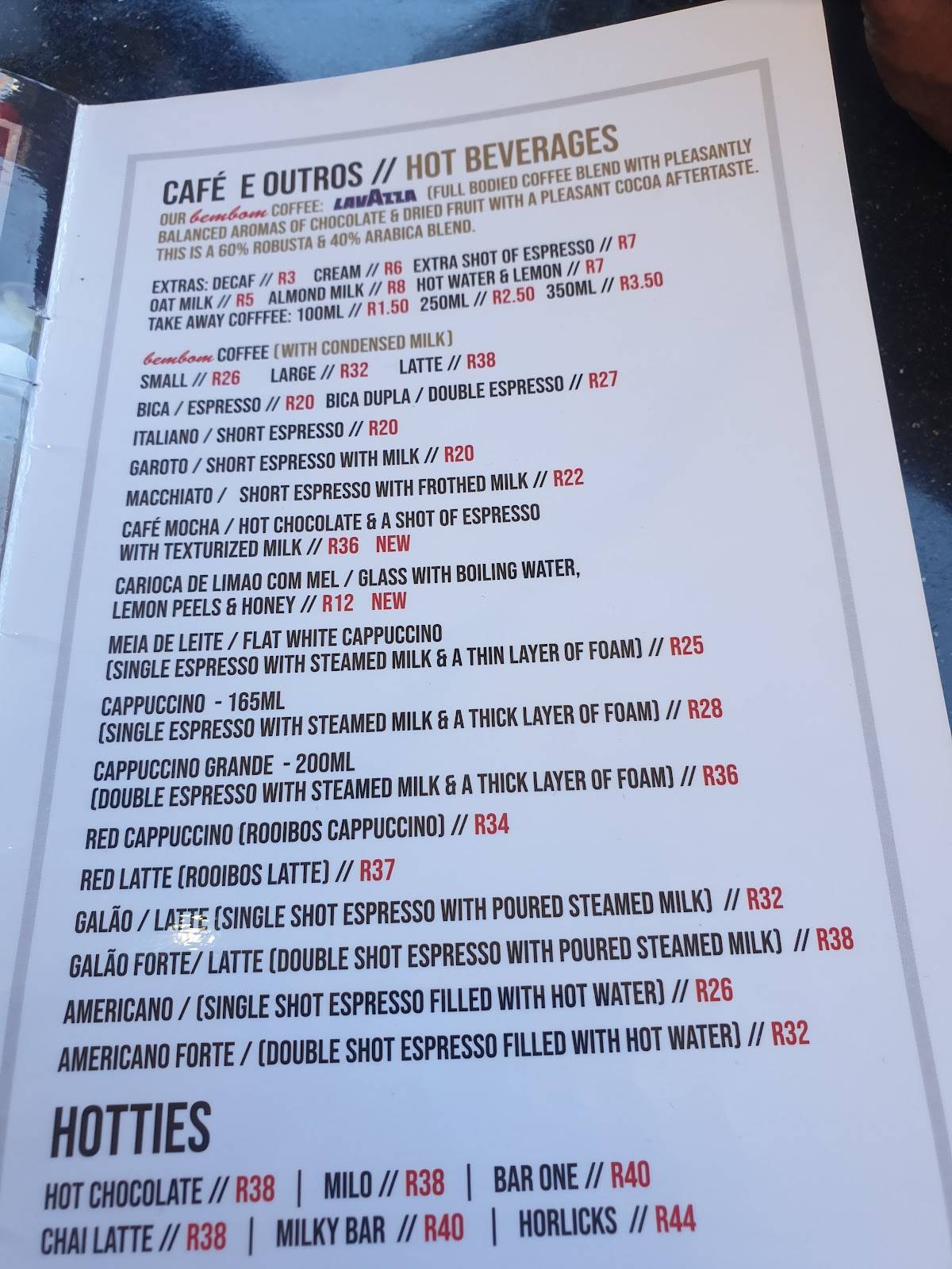 Menu at Bem Bom Linden pub & bar, Randburg