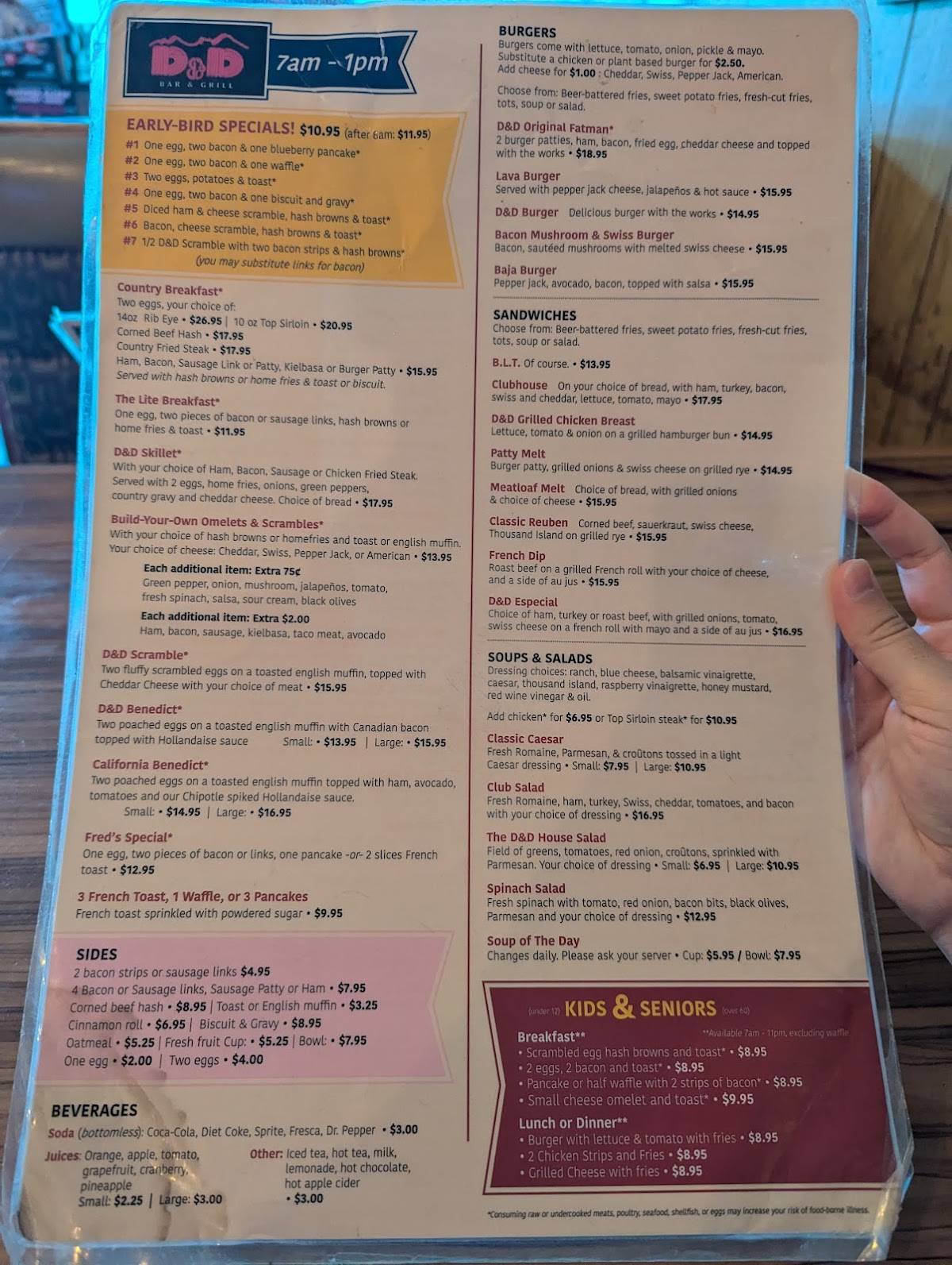 Menu at D & D Bar & Grill, Bend