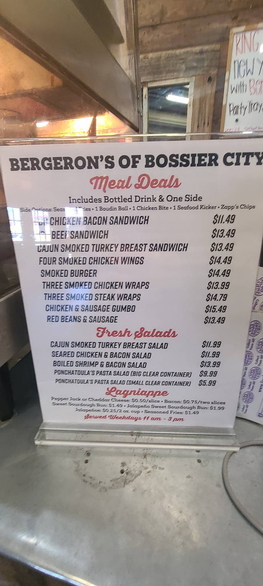 Menu at Bergeron's Boudin & Cajun Meats of Bossier City restaurant ...