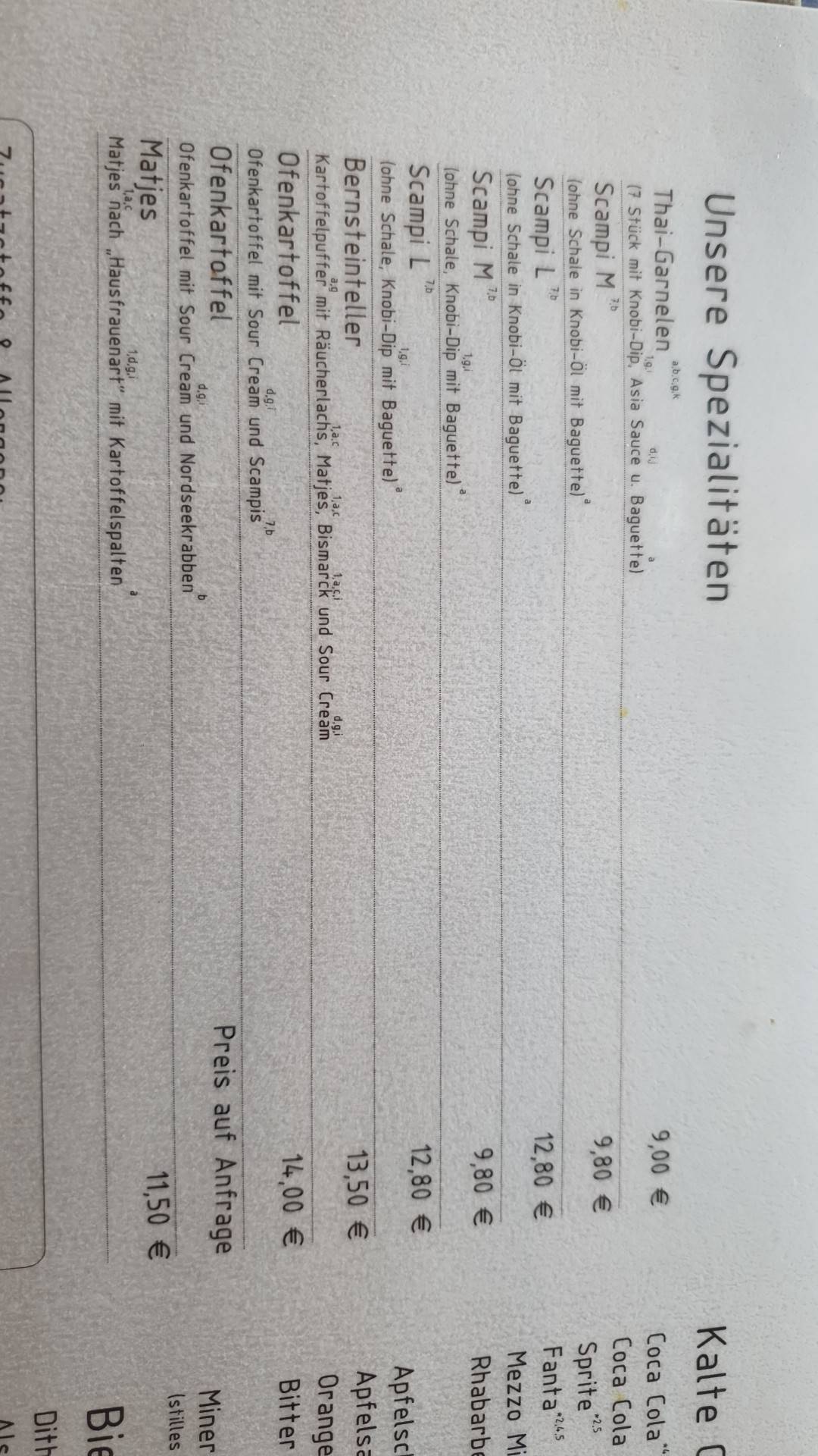 Speisekarte von Bernstein cafe, Laboe