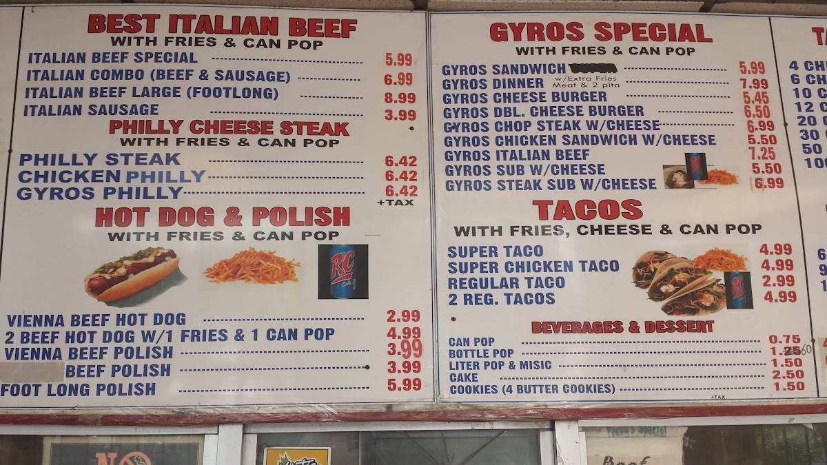 Menu at Best Sub restaurant, Chicago, W Chicago Ave