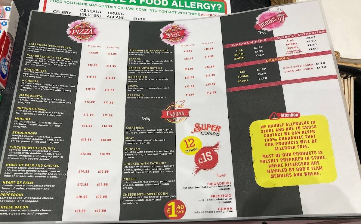 Menu at Bib's Pizza & Esfihas pizzeria, Mitcham
