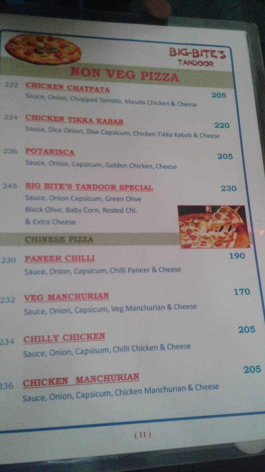 Menu at Big Bite, Bhagalpur