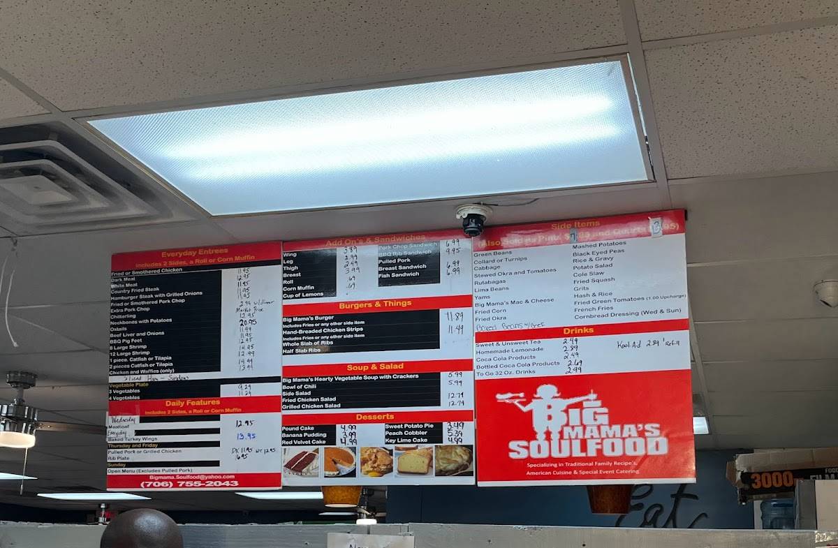 Menu at Big Mama's Soul Food desserts, Augusta, Wrightsboro Rd #30