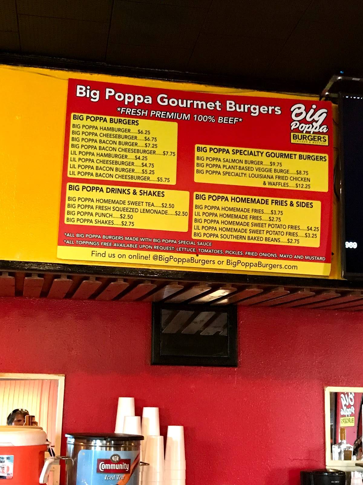 Menu at Big Poppa Burgers Chicken & Waffles restaurant, Harvey