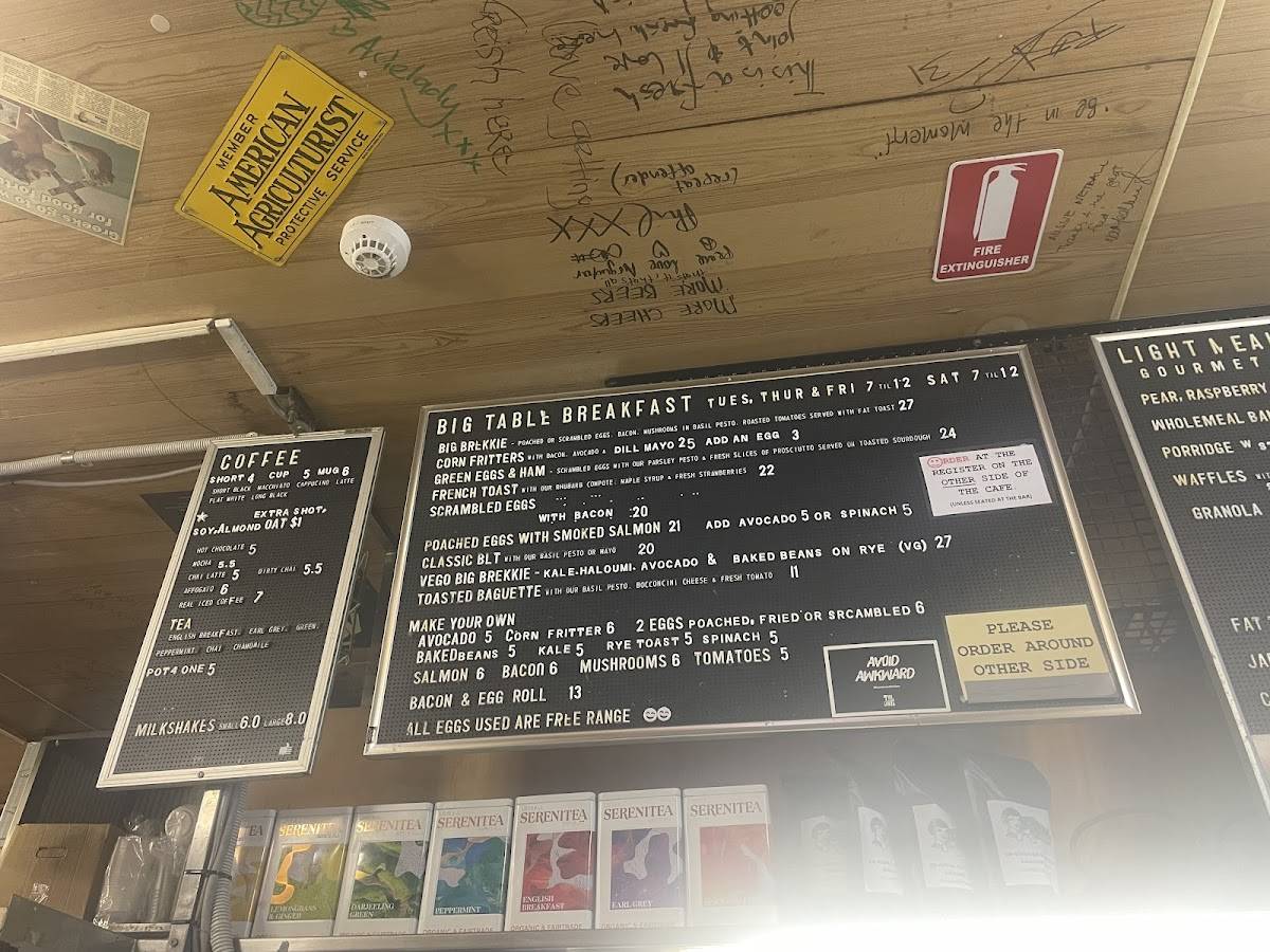 Menu at Big Table restaurant, Adelaide