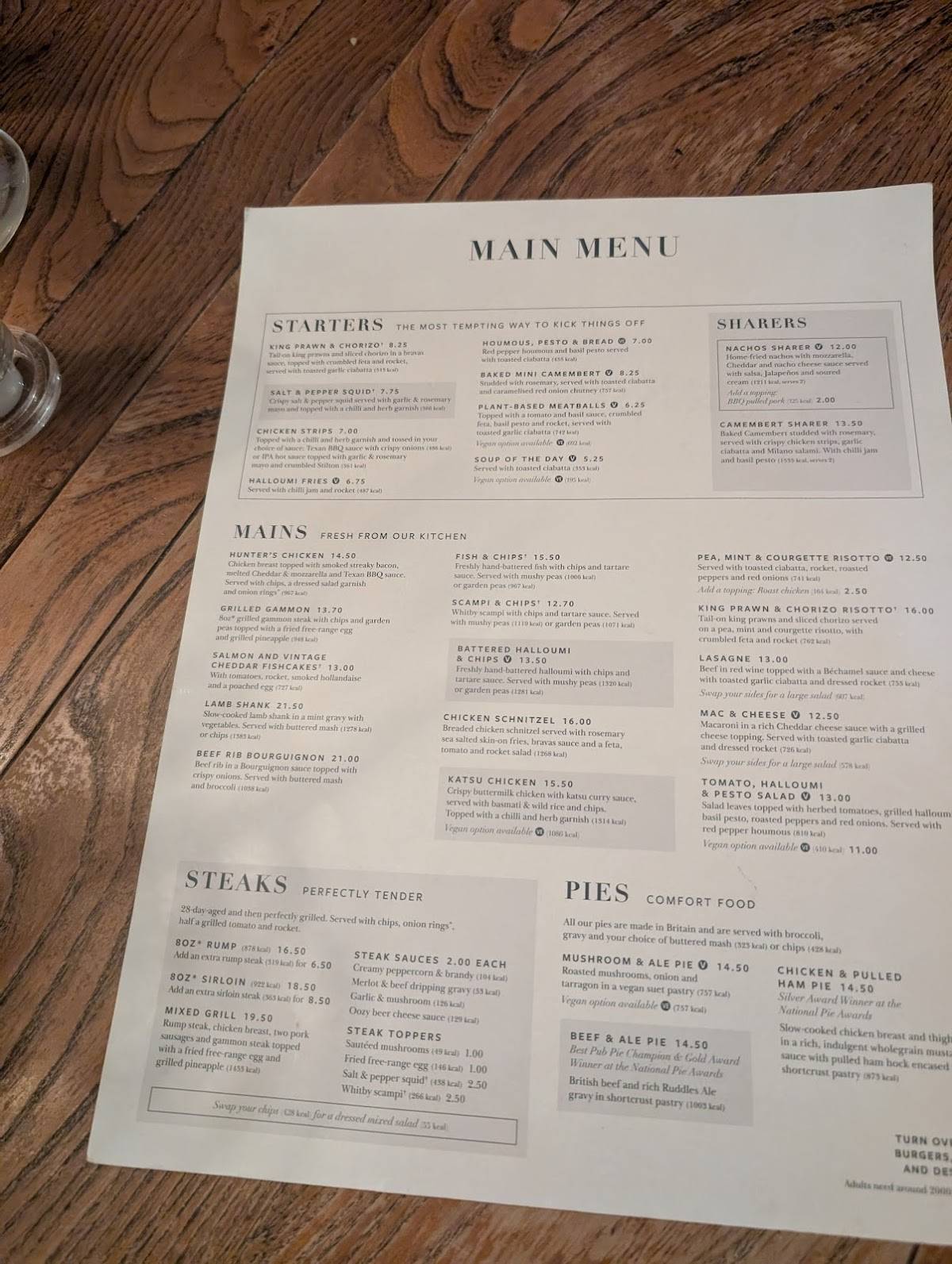 Menu at The Royal George pub & bar, Brockworth