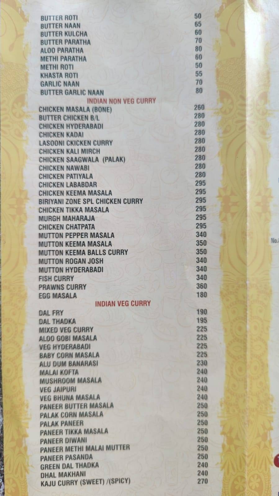 Menu at Biryani Zest, Manyata Tech Park, Hyderabadi Dum Biryani ...