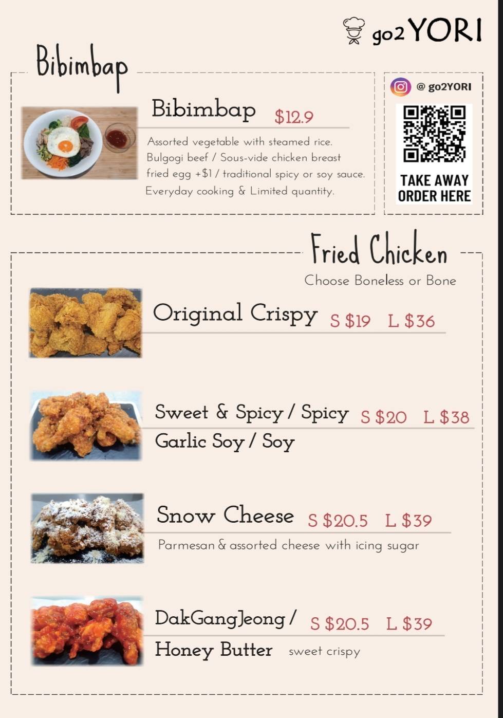 Menu at Go2 YORI restaurant, Birkdale
