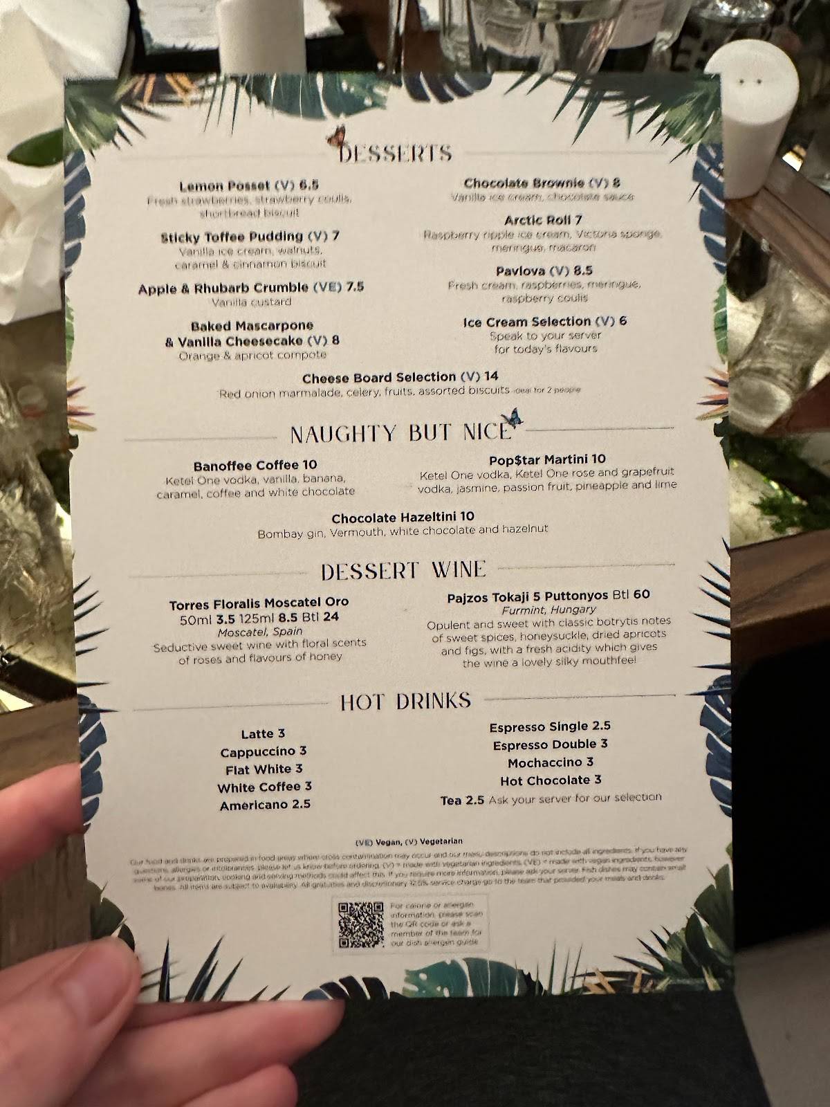 Menu at Sky Bar & Restaurant, Birmingham