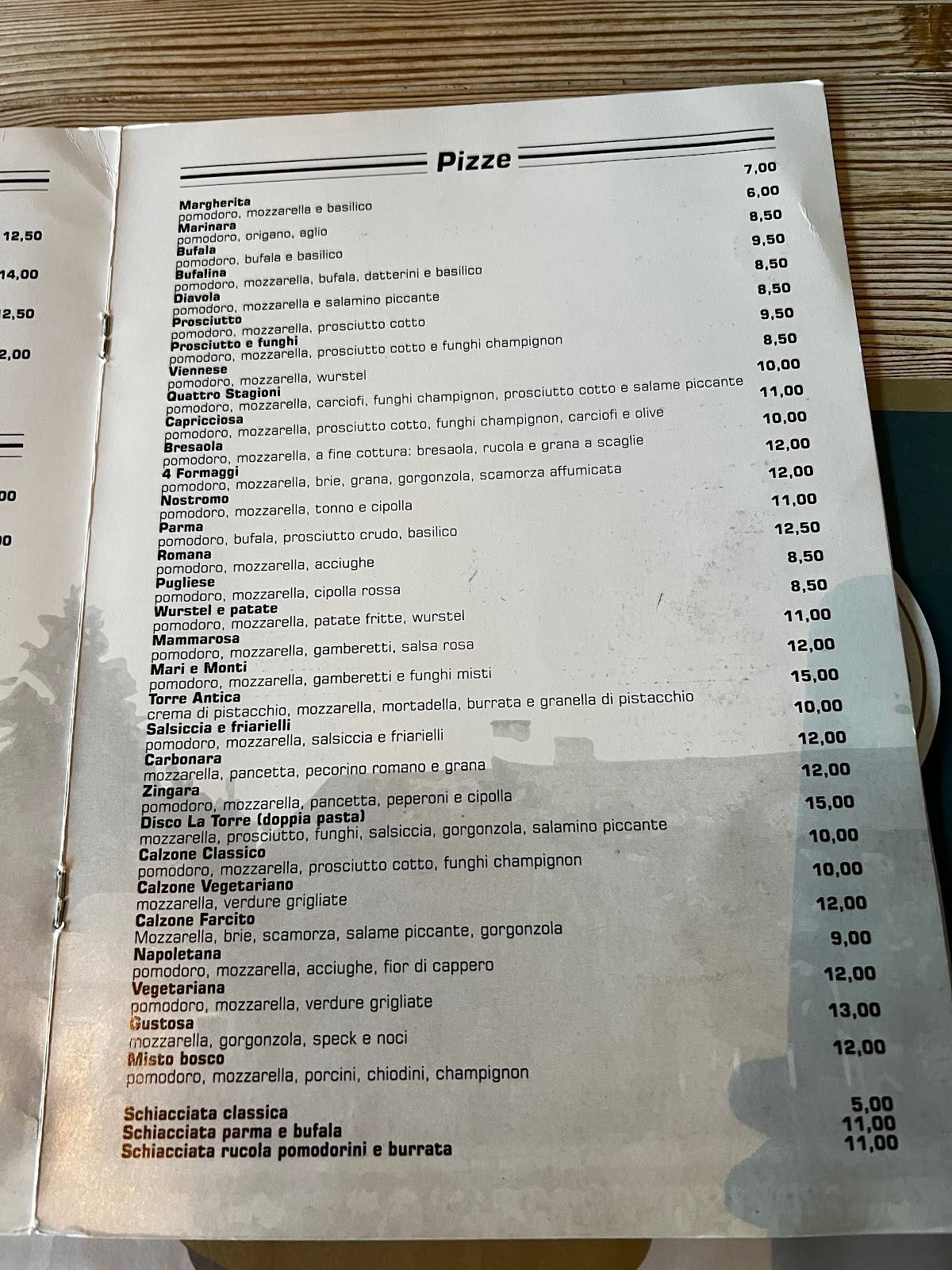 Menu da Birreria Torre Antica ristorante, Venezia
