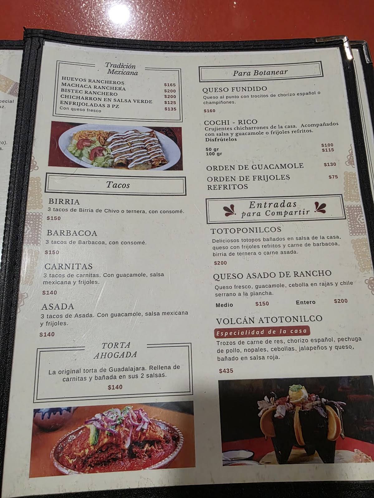 Carta de Restaurante Atotonilco, Tijuana, Blvd. Josefa Ortiz de ...