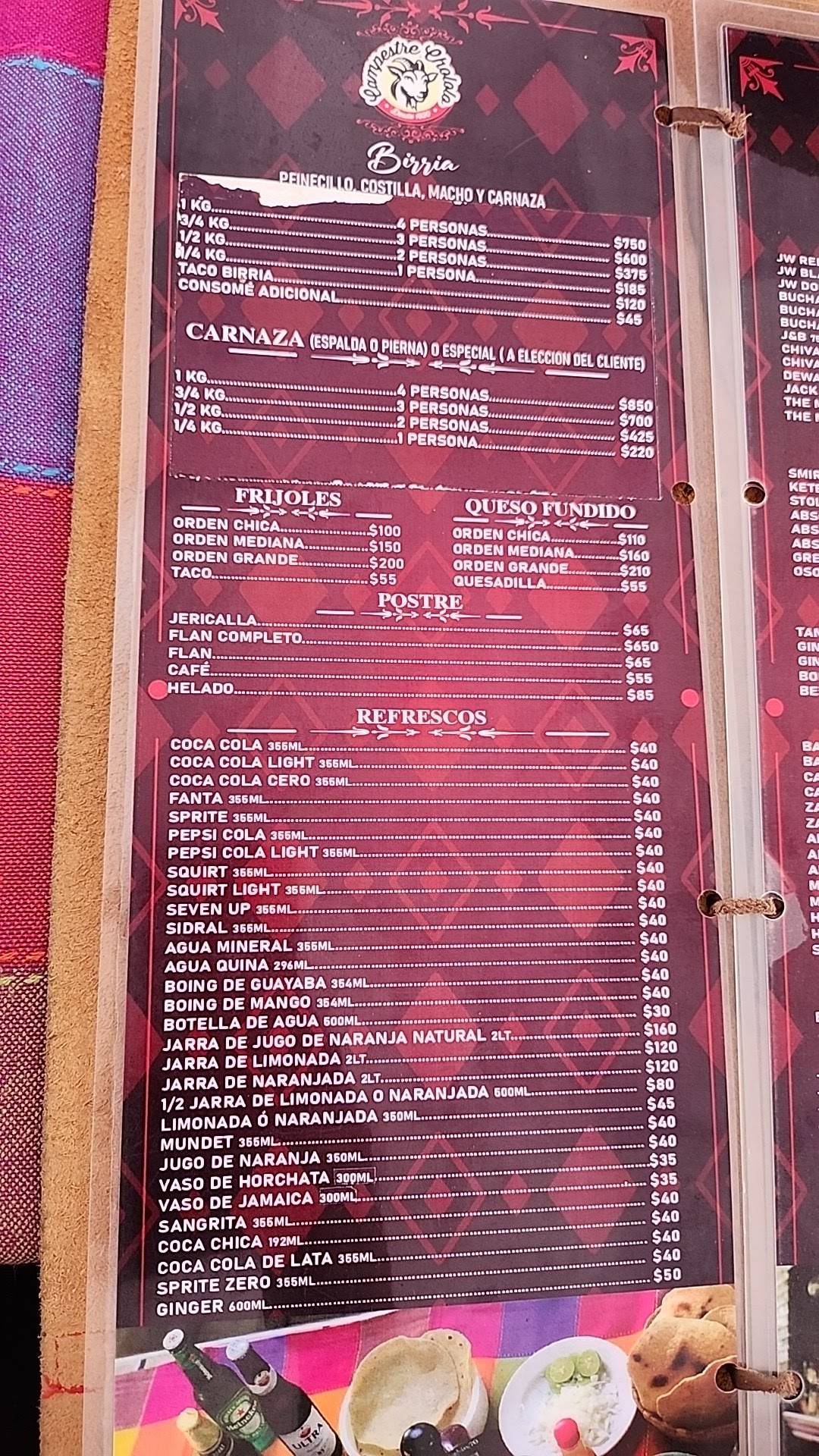 Carta del restaurante Birrierías Chololo, El Capulín
