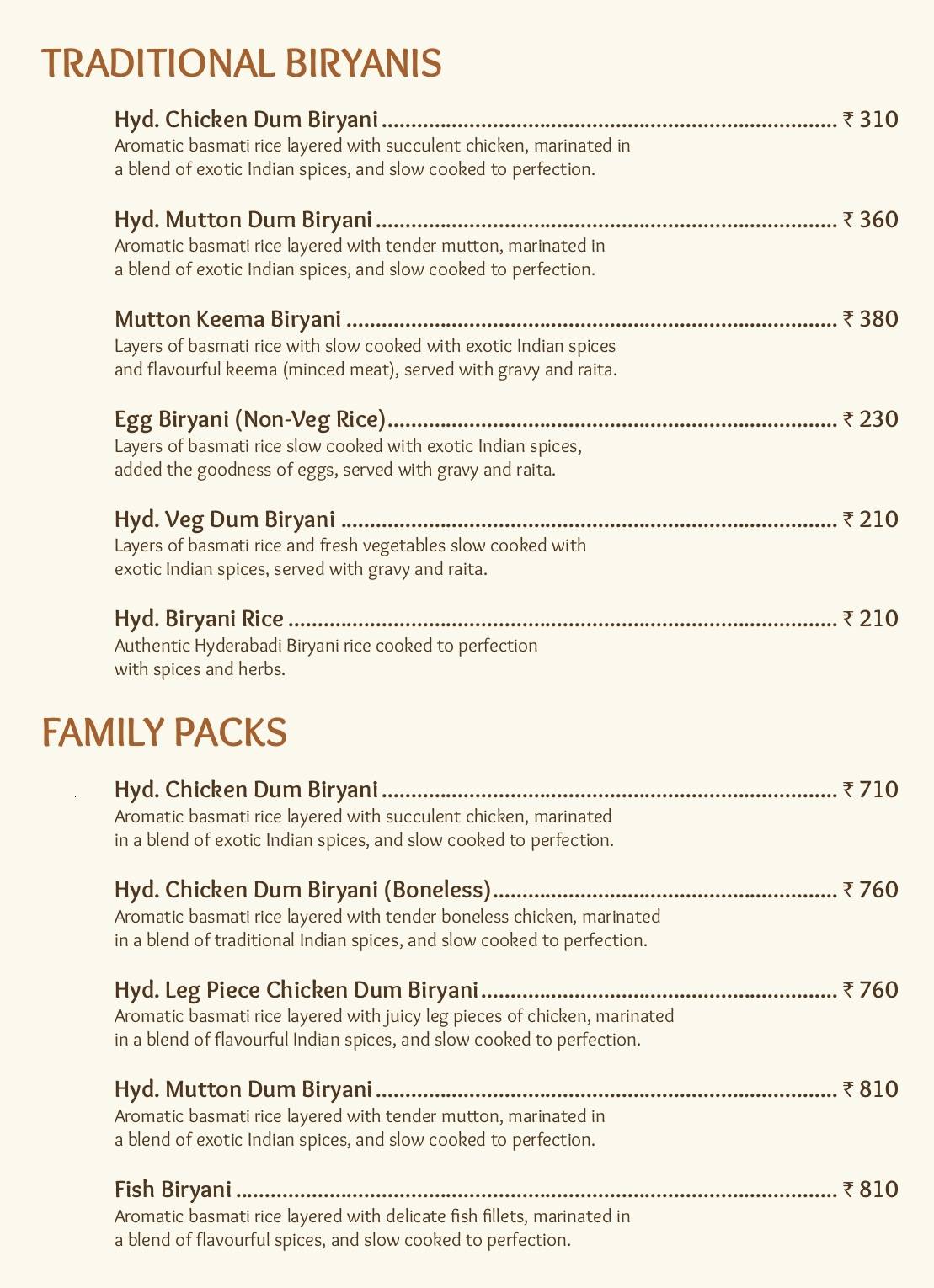 Menu at Biryani Zest, Manyata Tech Park, Hyderabadi Dum Biryani ...