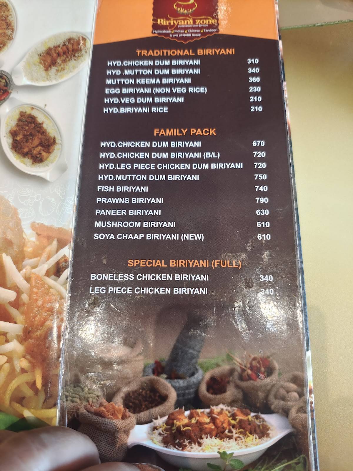 Menu at Biryani Zest, Manyata Tech Park, Hyderabadi Dum Biryani Restaurant, Bengaluru