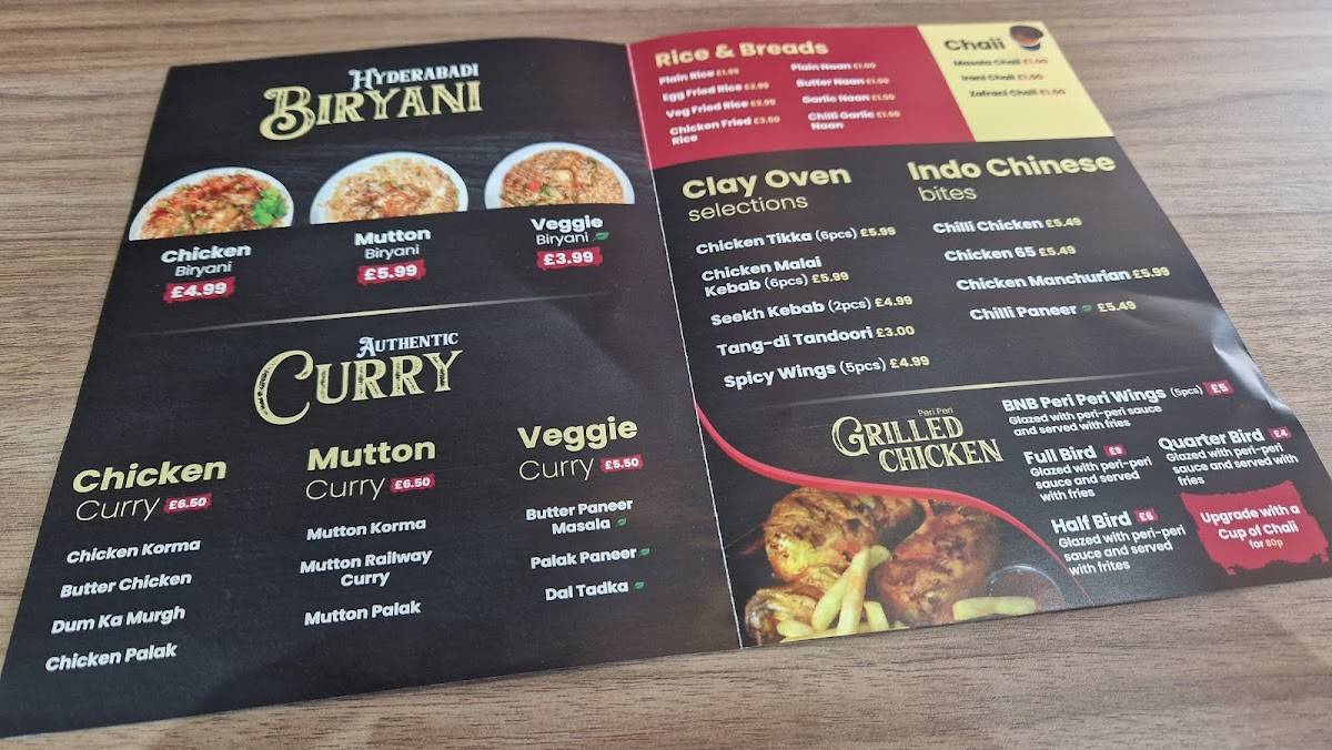 Menu at Biryani and Burgers (B&B) Halal Restaurant, Leicester