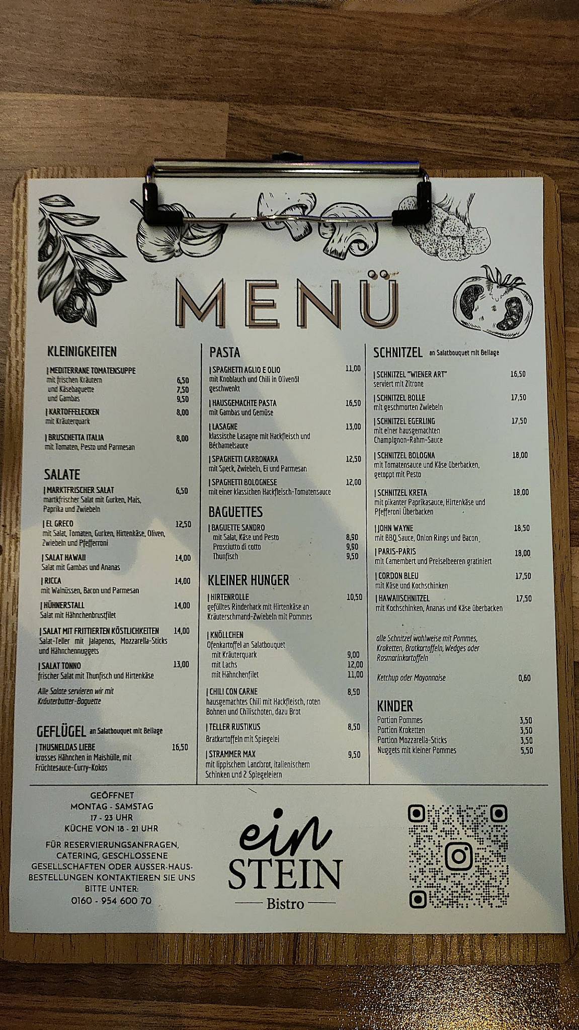 Speisekarte von Bistro Einstein, Detmold