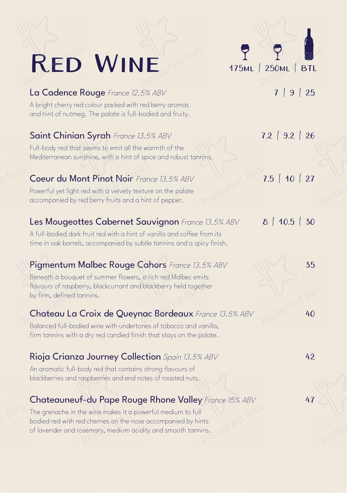 Menu at Bistro Franc restaurant, Liverpool