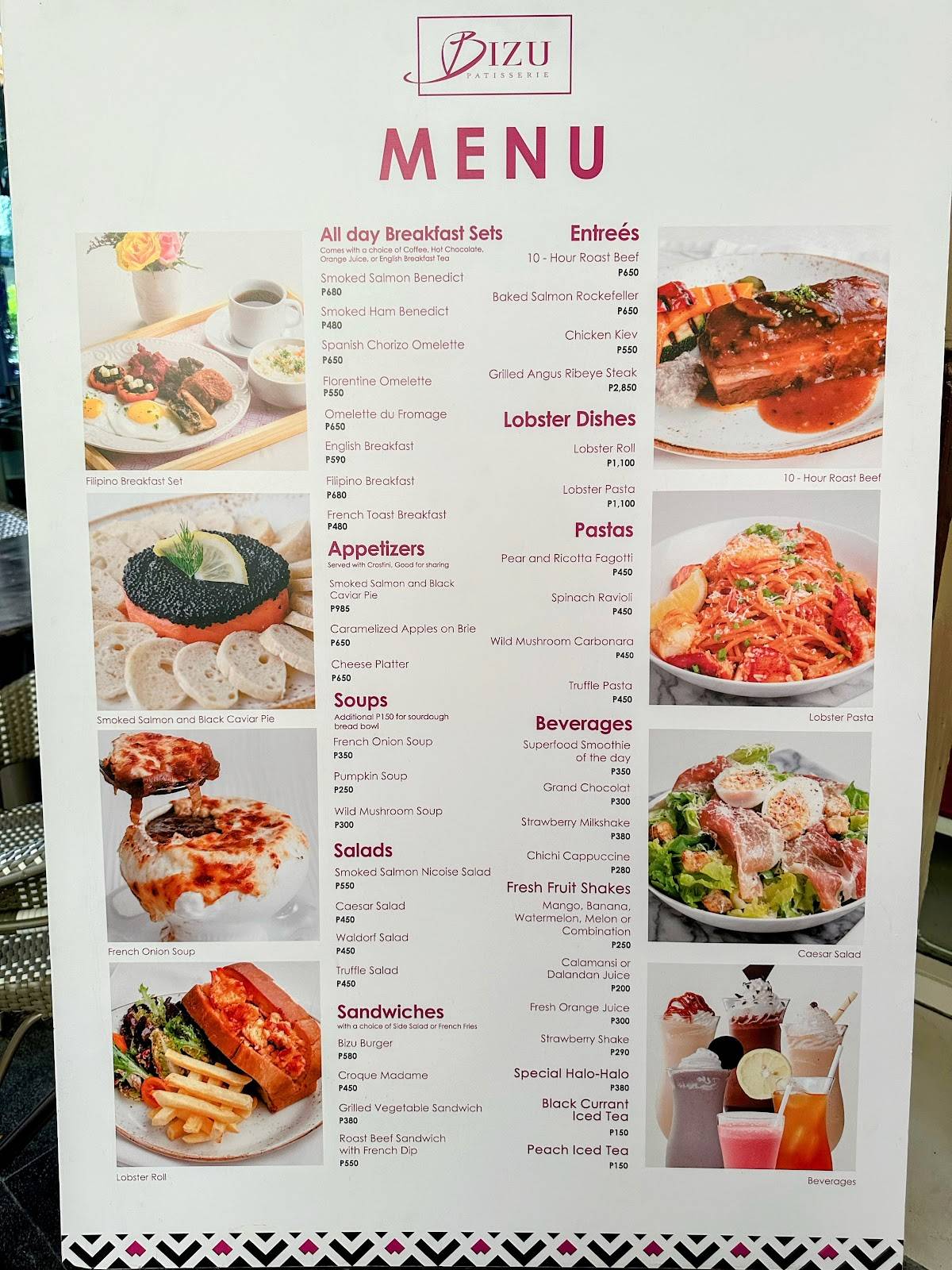 Menu at Bizu Patisserie And Cafe, Makati, G/F Greenbelt 2
