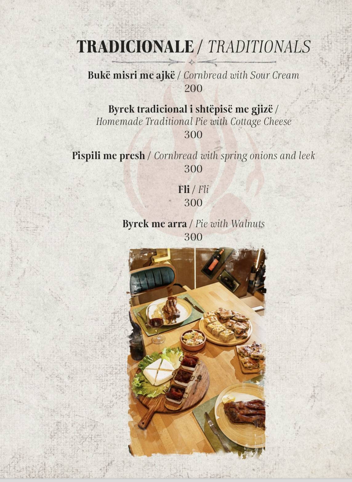 Menu at Blinis Restaurant, Tirana