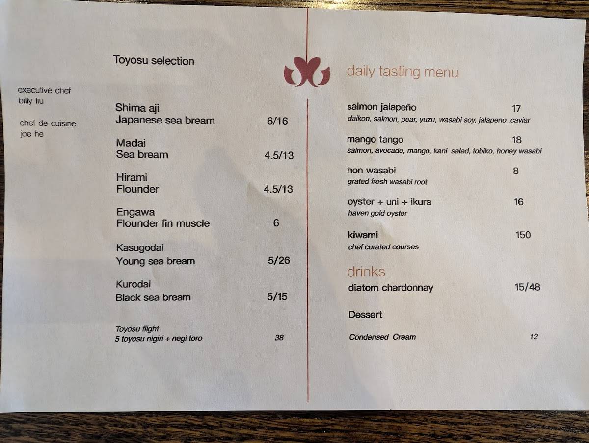 Menu at Blōōfin Spring restaurant, The Woodlands, N Grand Parkway West